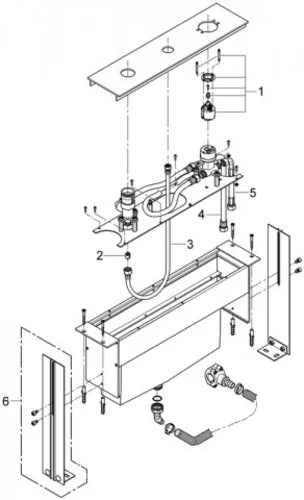 Grohe 3-hole one-hand bathtub combination Substructure for tile bench ...