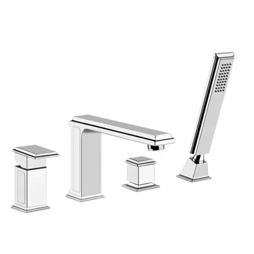 Gessi Eleganza, single lever mixer 4-hole bath rim fitting, 206mm bath ...
